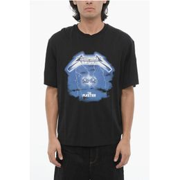Neil Barrett Slim Fit ROCK BAND ZODIAC GEMINI Rundhals-T-Shirt mit Drop in Schwarz