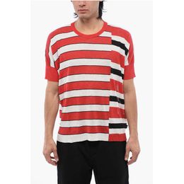 Woolrich Gestreiftes Leinen-T-Shirt in Rot