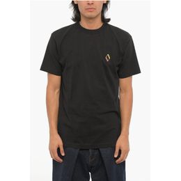 Baumwoll-T-Shirt mit Rundhalsausschnitt in Schwarz