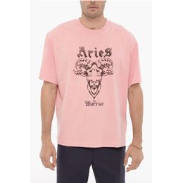 Neil Barrett Bedrucktes ARIES THE WARRIOR Rundhals-T-Shirt in Rosa