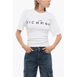 John Richmond TOMIOK &Uuml;berzieh-T-Shirt mit Spitzendetail hinten in Wei&szlig;