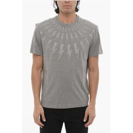 Neil Barrett Slim Fit FAIRISLE THUNDERBOLT T-Shirt in Grau