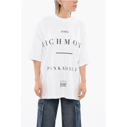 John Richmond PELAC Oversize-T-Shirt mit Kontrastprint in Wei&szlig;