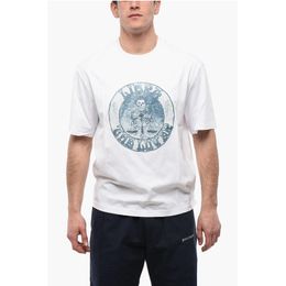 Neil Barrett Slim Fit T-Shirt aus Baumwolle LIBRA ROCKBAND in Wei&szlig;