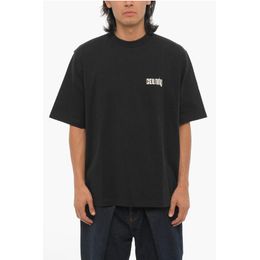 Bedrucktes DISCO GOD T-Shirt mit Rundhalsausschnitt in Schwarz