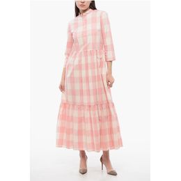 Woolrich Kariertes langes Kleid in Bianco, Rosa