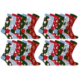 Kinder Weihnachten Socken | Sock Snob | Neuheit Spa&szlig; Muster Weihnachtsgeschenk Socken f&uuml;r Jungen & M&auml;dchen - 24 Pack
