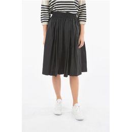 Woolrich Ausgestellter Rock aus Popeline-Baumwolle mit Kordelzug in der Taille, Schwarz