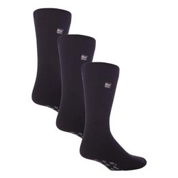 Heat Holders W&auml;rmehalter - 3 Paar Multipack Herren Pantoffelsocken mit Griffen f&uuml;r den Winter | dicke, rutschfeste Thermosocken - schwarz / grau