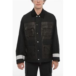Neil Barrett Utility-Jacke mit Rippkragen in Schwarz