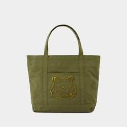 Maison Kitsun&eacute; Fox Head Large Cabas - Maison Kitsune - Baumwolle - Gr&uuml;n
