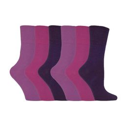 6er Pack Damen Nicht-Elastische Baumwoll-Diabetikersocken mit Nahtlosem Zehenbereich