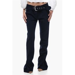 Off-White Low-Waist-Hose mit Plissee-Detail in Mitternachtsblau