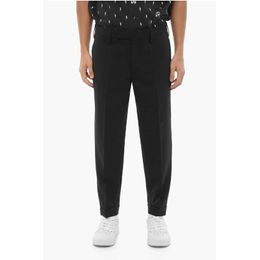 Neil Barrett Slim Fit-Hose mit normaler Taille und Kn&ouml;chelrei&szlig;verschluss in Schwarz