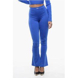 Off-White Einfarbige Leggings mit Kn&ouml;chelschlitz in Blau