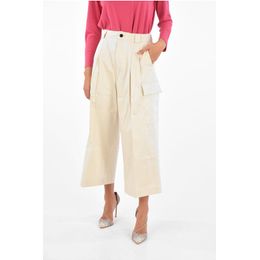 Woolrich Utility-Hose mit weitem Bein und doppelter Bundfalte in Beige