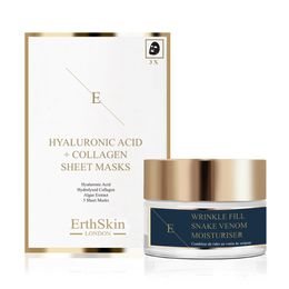 Wrinkle Fill Snake Venom Moisturiser 50ml + Hyalurons&auml;ure & Kollagen Maske - 3 Blatt