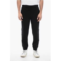 Neil Barrett Cargo-Jogginghose aus Baumwollmischung mit B&uuml;ndchen am Saum in Schwarz