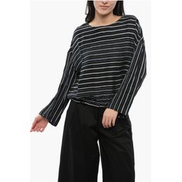 Woolrich Balanced Stripe VARSITY Bluse aus Leinenmischung in Schwarz