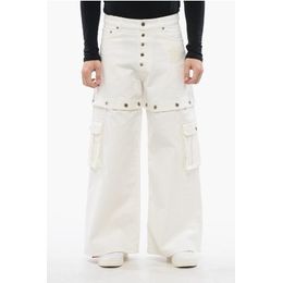 Off-White Baggy-Fit-Jeans mit gesticktem Logo in Wei&szlig;