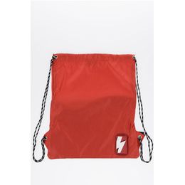 Neil Barrett Einfarbiger Nylon-Rucksack mit Kordelzug und Monogramm in Rot