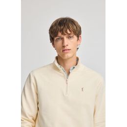 Sweatshirt ecru mit halbem Rei&szlig;verschluss und gesticktem Rigby Go-Logo