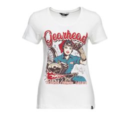 Queen Kerosin Damen T-Shirt mit Frontprint und Rundhalsausschnitt Gearhead offwhite