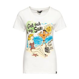 Queen Kerosin Damen Classic T-Shirt Get out of my sun offwhite