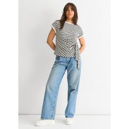 Graues Stretch-Streifen-Top