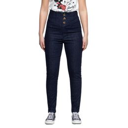 Queen Kerosin Damen High Waist Jeanshose dunkelblau