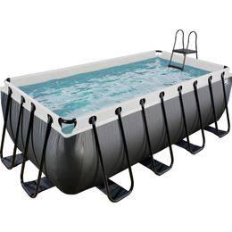 Framepool EXIT, schwarz, B:200cm H:122cm L:400cm, Schwimmbecken, BxLxH: 200x400x122 cm, mit Sandfilteranlage und Leiter