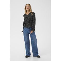 Kaffe Langarm-Bluse KArea Regular fit black white
