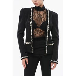 Balmain Halsbandloser Balzer mit Zierperlen in Schwarz