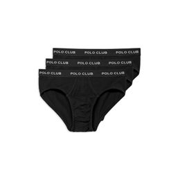 Slips im Dreierpack schwarz mit Polo Club Logo-Detail