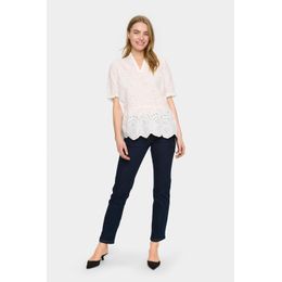 Saint Tropez Kurzarm-Bluse Gerade Passform Ice white