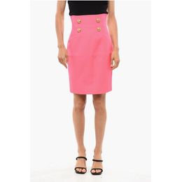 Balmain Zweireihige Designer-Longuette aus Wolle in Pink