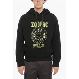 Neil Barrett ZOD AC Hoodie aus Fleece-Baumwolle in Schwarz mit einfacher Passform