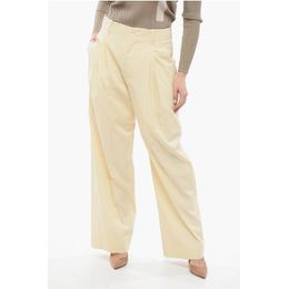 Bottega Veneta Palazzohose aus Seidenmischung in Beige