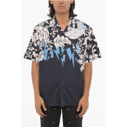 Neil Barrett Kurzarmhemd HAWAIIAN BOLTS in Blau
