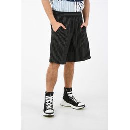 Neil Barrett Bleistift-Shorts mit Streifen und Kordelzug in der Taille, in Schwarz