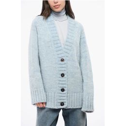 Maison Martin Margiela MM4 MM14 Oversize-Cardigan mit V-Ausschnitt und 4 Kn&ouml;pfen in Hellblau