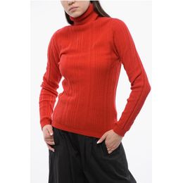 Woolrich Gerippter Kaschmir-Mix-Pullover mit Rollkragen in Rot