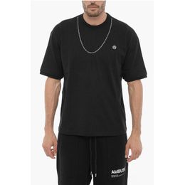 Ambush Einfarbiges Rundhals-T-Shirt mit silberfarbener Kette in Schwarz