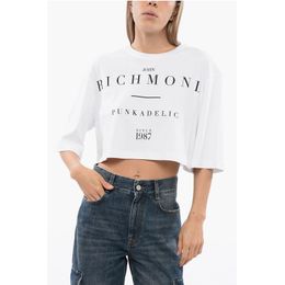 John Richmond Kurzes GENYA T-Shirt mit Oversized Fit in Wei&szlig;
