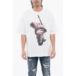 John Richmond T-Shirt mit Oversize-Passform und Strass-Print in Wei&szlig;