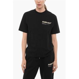 Ambush Einfarbiges Rundhals-T-Shirt mit kontrastierendem Logo in Schwarz