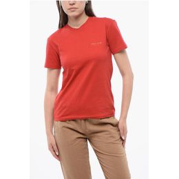 Woolrich Monochromes Baumwoll-T-Shirt mit Rundhalsausschnitt in Rot
