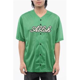 Off-White Besticktes Baseball-Mesh-T-Shirt in Gr&uuml;n