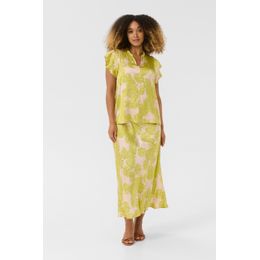 Culture Kurzarm-Bluse Relaxed fit Green Palm Leaves lime green