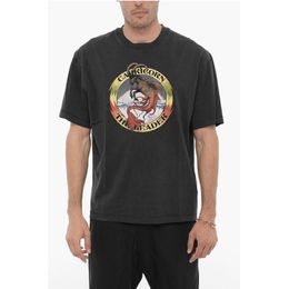 Neil Barrett Slim Fit CAPRICORN THE LEADER Rundhals-T-Shirt in Grau